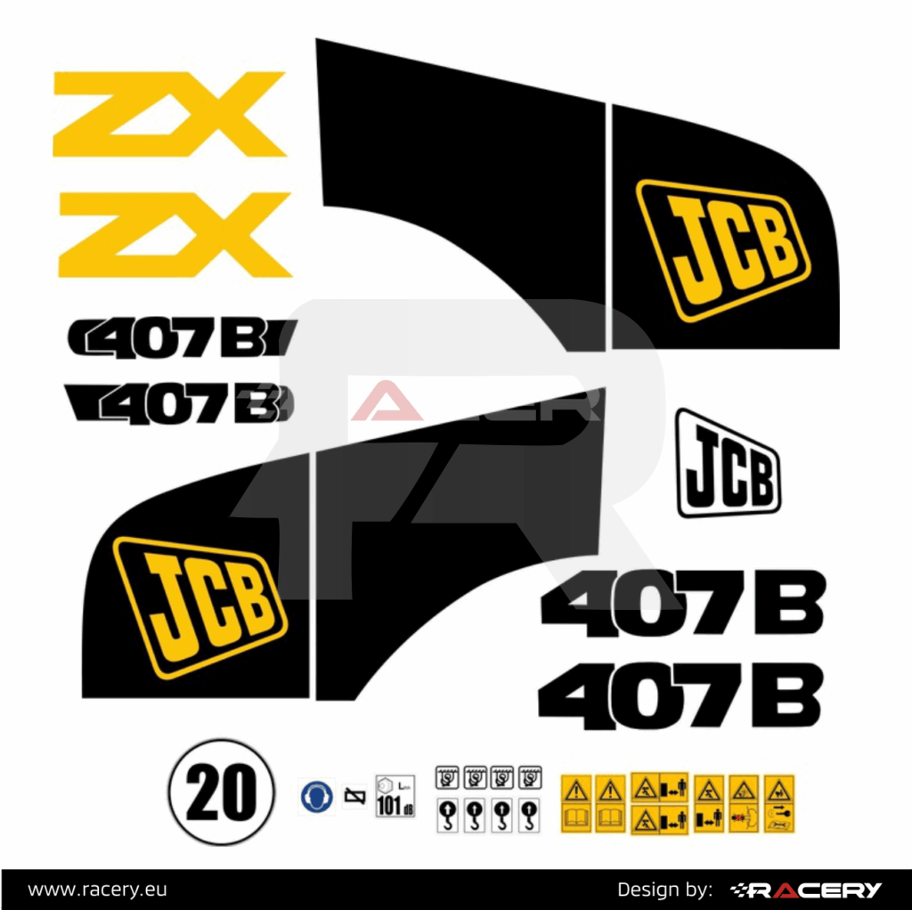 Autocolant pentru încărcător JCB 407B, profesional, rezistent la UV ...