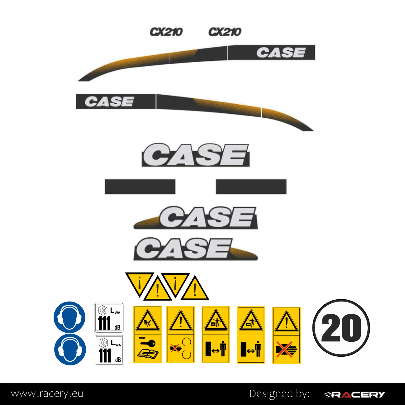 Naklejki na CASE CX210 zestaw naklejek - RACERY.EU